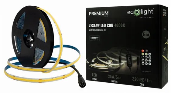ECOLIGHT COB LED pásek 35W - 24V - 320 - 5M - 4000k - neutrální barva + dálkový ovladač