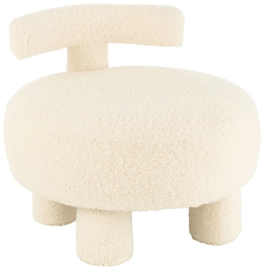 Bílá kulatá stolička s opěrkou Teddy Bouclé White - Ø 52*49 cm