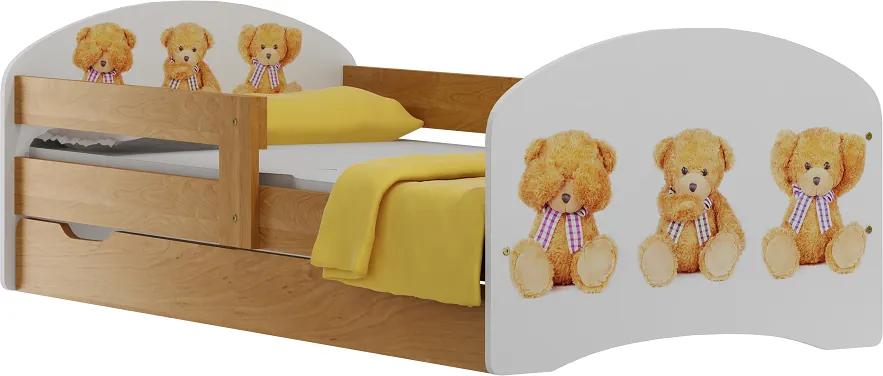 MAXMAX Dětská postel se šuplíky TŘI MEDVÍDCI 160x80 cm