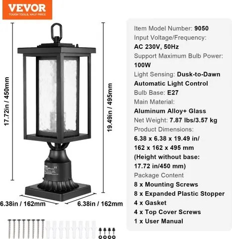 2 PC Soumrak do úsvitu Svítidlo na sloup venkovní lampy 450 mm Držák na sloup