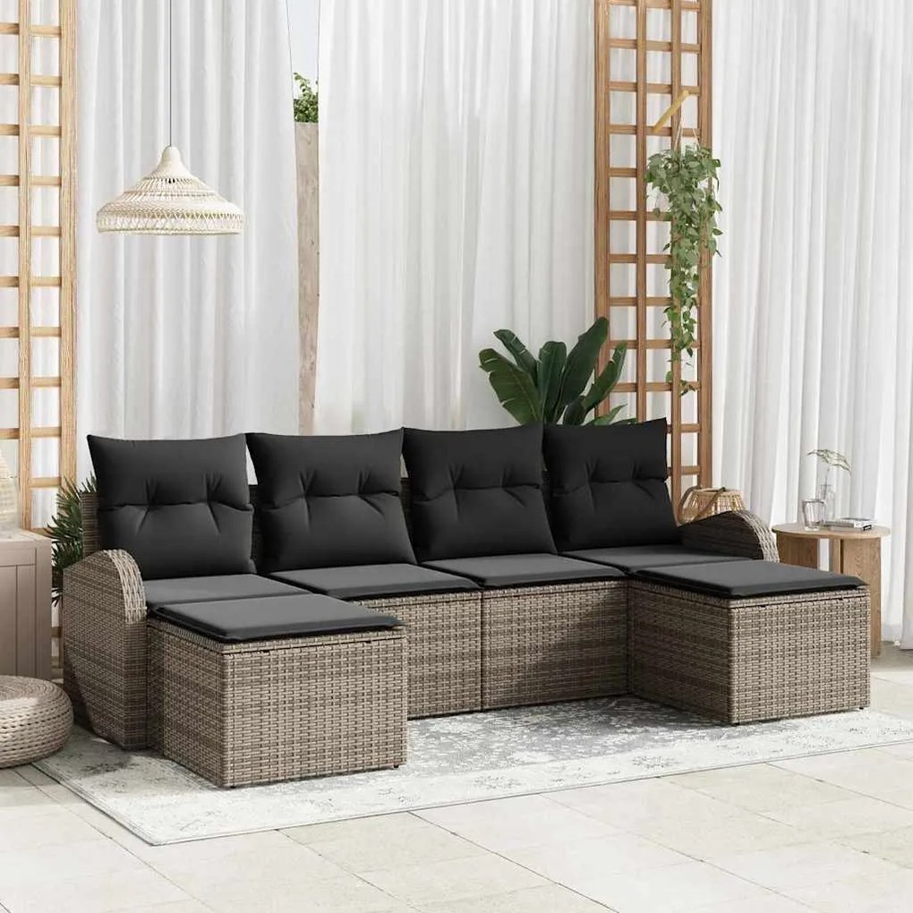 Set pohovek 6 ks Šedá polyratan 3354818