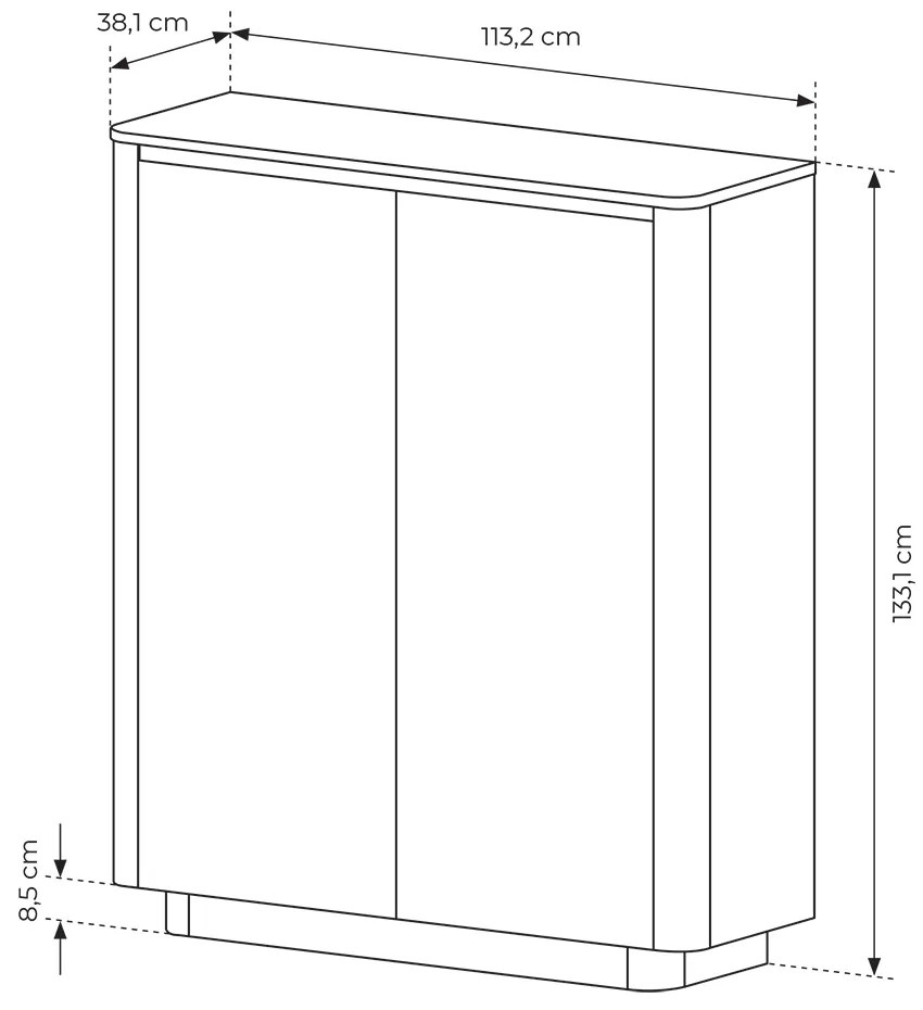 TORRO d | vysoká komoda 2D | 113 cm | dub cremona/černá