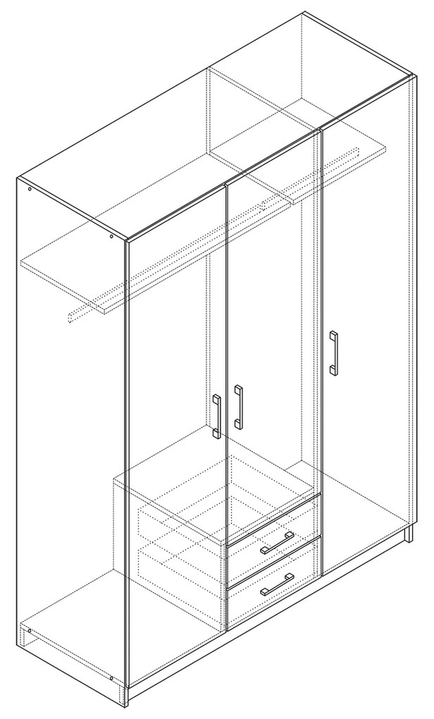 Skříň ESO 3dveřová 61530 ořech/bílá