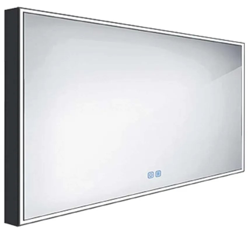 Nimco - Zrcadlo s LED osvětlením, 140x70 cm, dotykový senzor, matná černá ZPC 13008VX-90