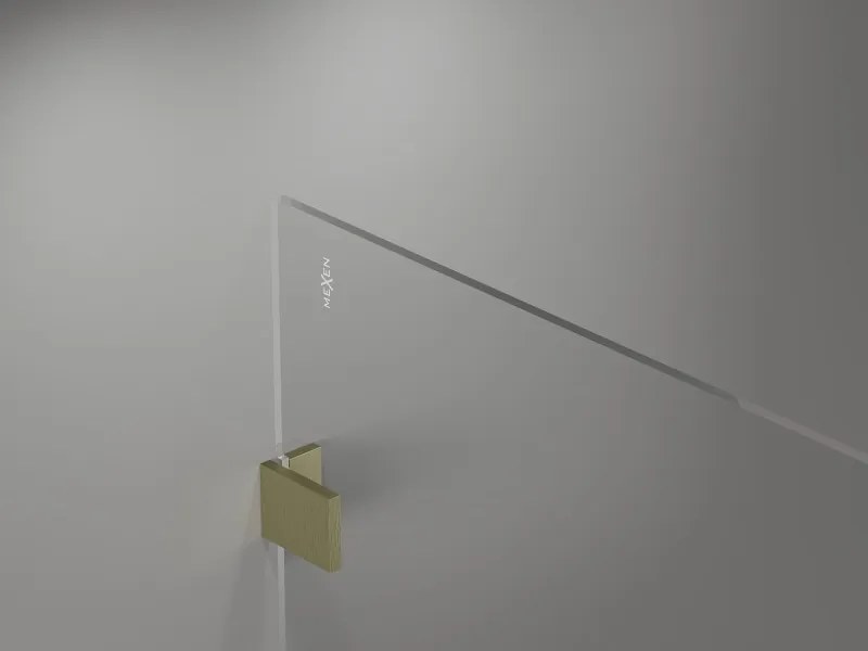 Mexen Lunar sprchová stěna pravá 90 x 200 cm, 8mm čiré sklo, zlatá matná, 830-090-000-55-00-P