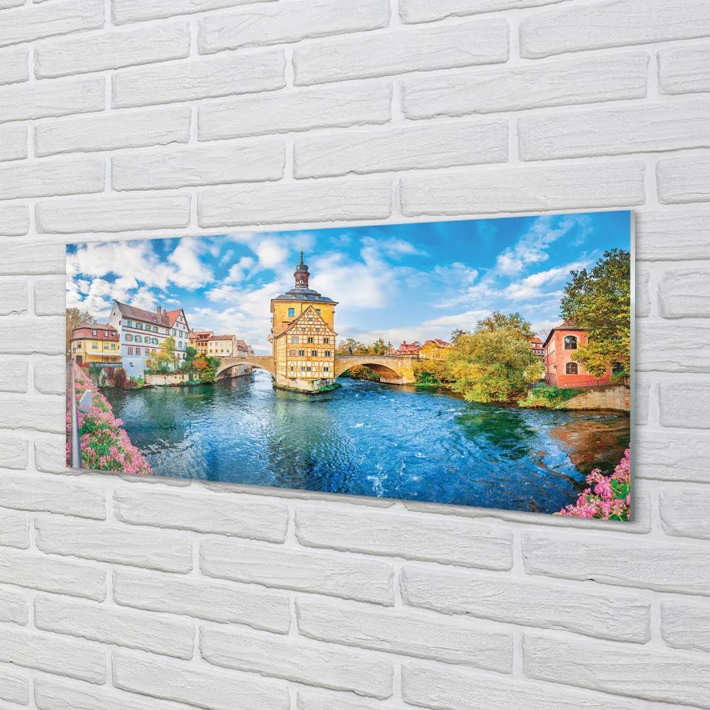 akrylový obraz Německo staré město říční mosty 120x60 cm