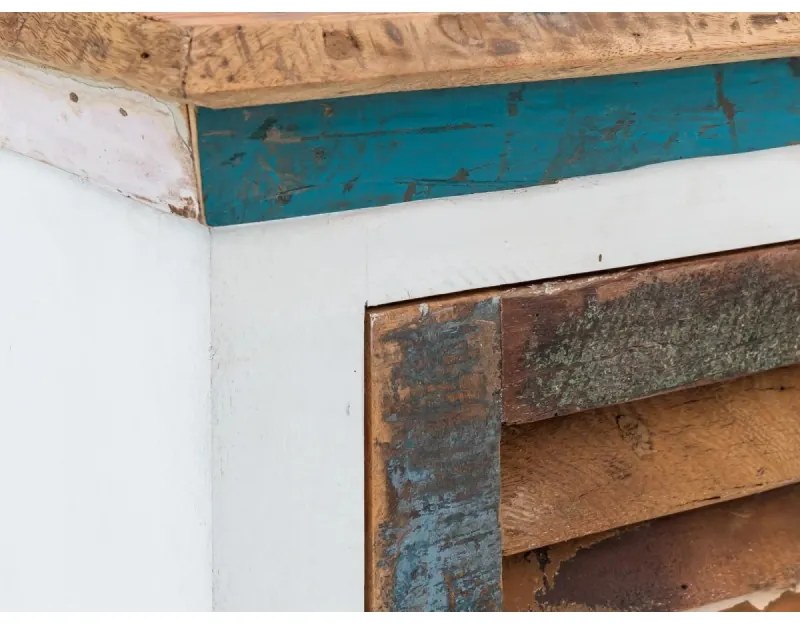 furniture-nabytek.cz - Masivní koupelnová nástěnná skříňka Perano z recyklovaného dřeva, lakovaná, bílá / barevná