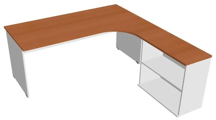 Sestava stolu a skříně levá 180 cm - Hobis Gate GE 1800 H L Dekor stolové desky: třešeň, Dekor lamino podnože: bílá