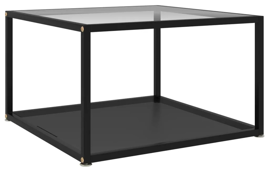 vidaXL 322891 Marketos Coffee Table Transparent and Black 60x60x35 cm Tempered Glass