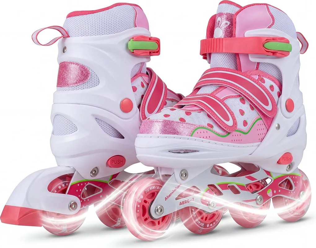 Costway Inline brusle Dětské 4 Nastavitelné velikosti Inline brusle se – l