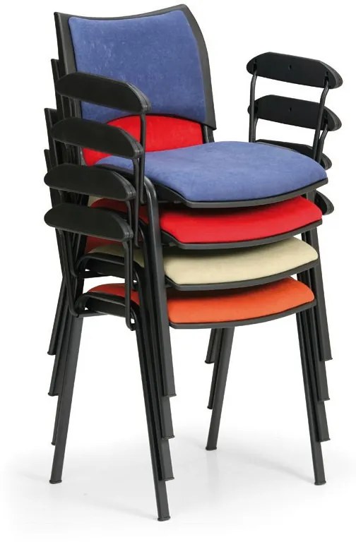 Konferenční židle SMART - černé nohy s područkami, oranžová
