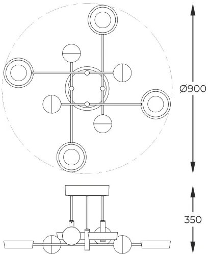 Zuma Line MX7170-8-3BGT - LED Stm. přisazený lustr LARA LED/60W/230V zlatá/černá