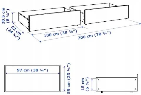 IKEA MALM Nádoba na povlečení dubová dýha 200 cm