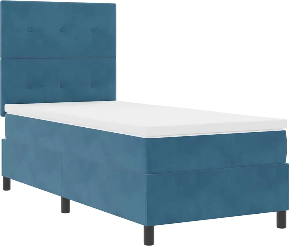 Postel s boxspringem s čelo Tmavě modrá 100 x 200 cm samet 3339816