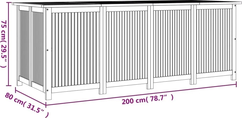 vidaXL Zahradní úložný box 200 x 80 x 75 cm masivní akáciové dřevo [319709]