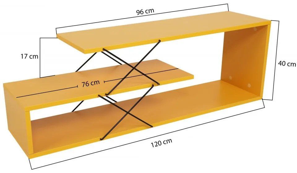 TV stolek Zigzag 120 cm žlutý