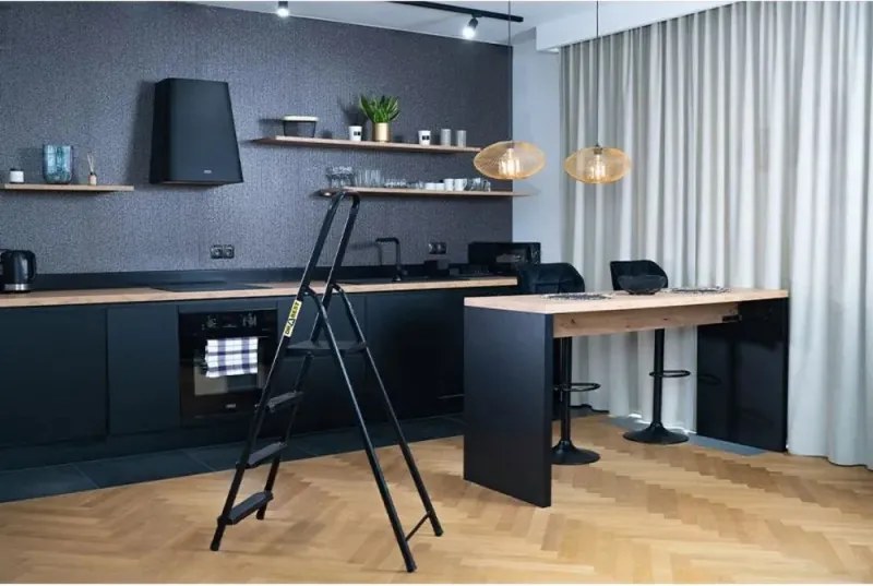 Ocelové schůdky 4 stupně DRABEST STD4 BLACK HOME
