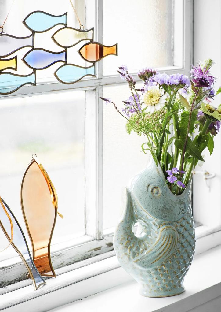 MADAM STOLTZ Skleněná dekorace Colour Fish, multi barva, sklo, kov