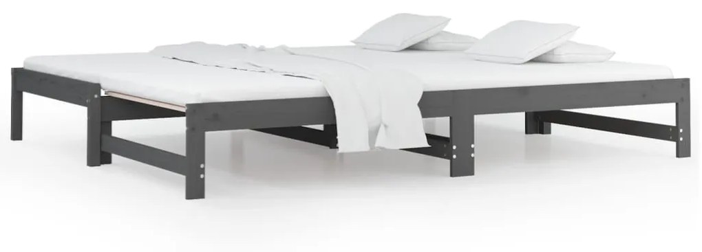 vidaXL Výsuvná postel šedá 2x (90 x 190) cm masivní borovice