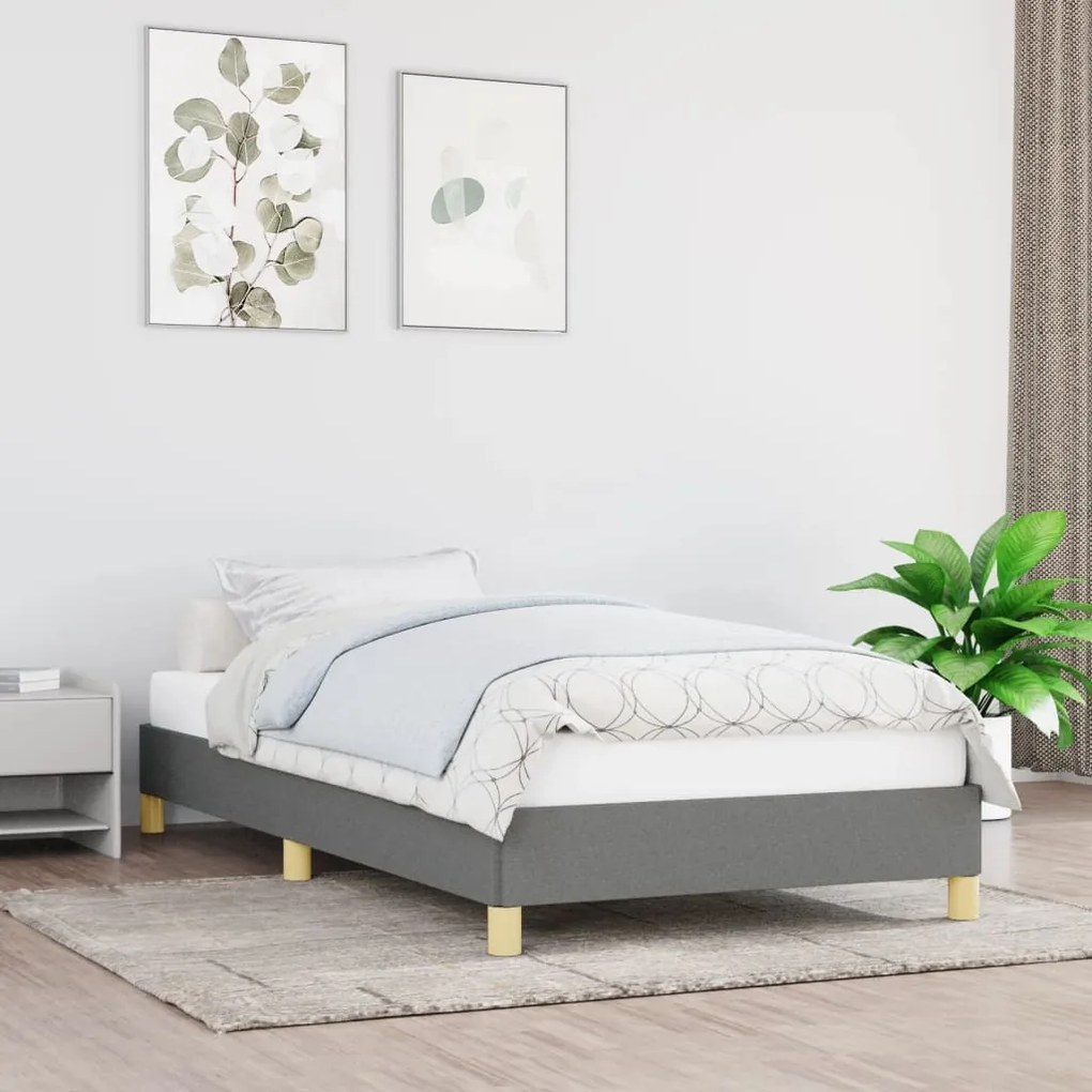 Rám postele bez matrace tmavě šedý 90 x 200 cm textil