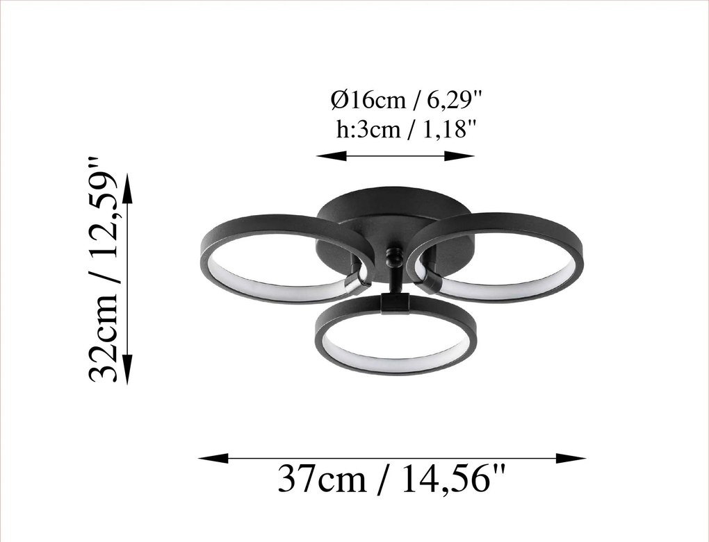Stropní LED svítidlo Halka černé