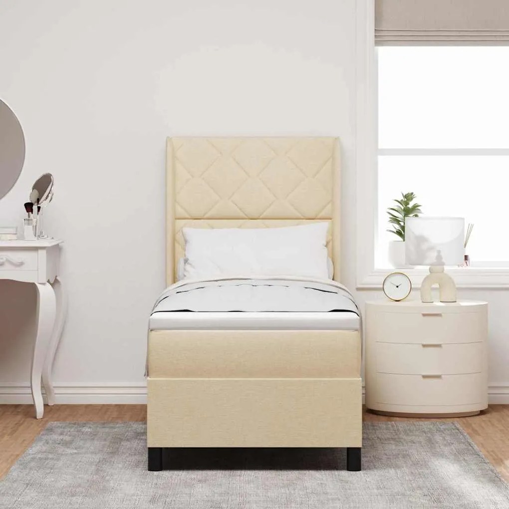 Postel s boxspringem s polštářem Krémová 190 x 90 cm textil 3341684