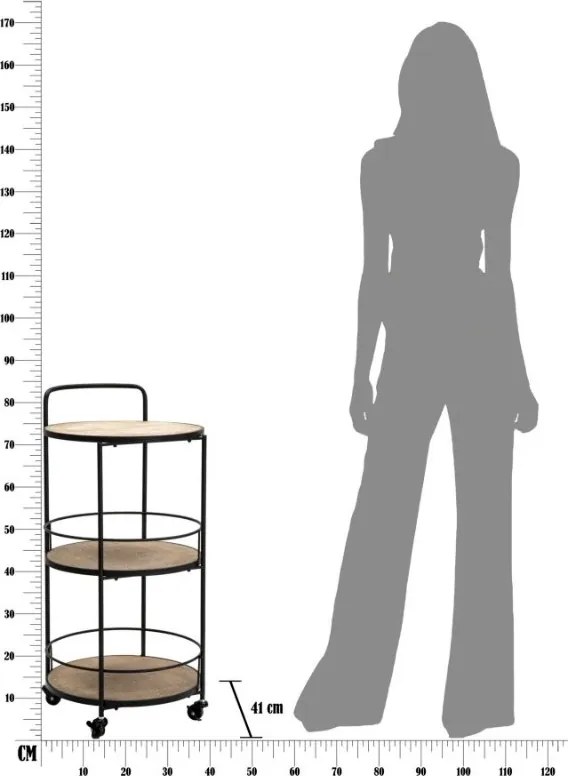 Designový servírovací vozík Abhilash 40 cm černý / hnědý
