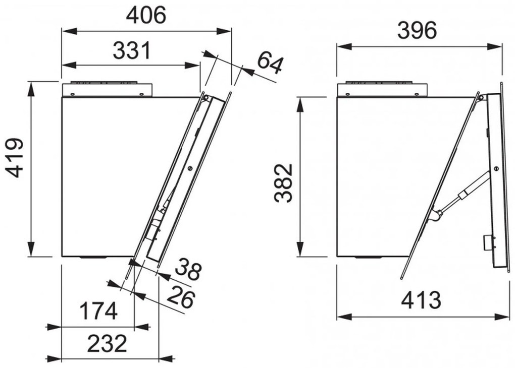 Franke Maris FMA 2.0 907 BK Odsavač par, Černé sklo 330.0550.059