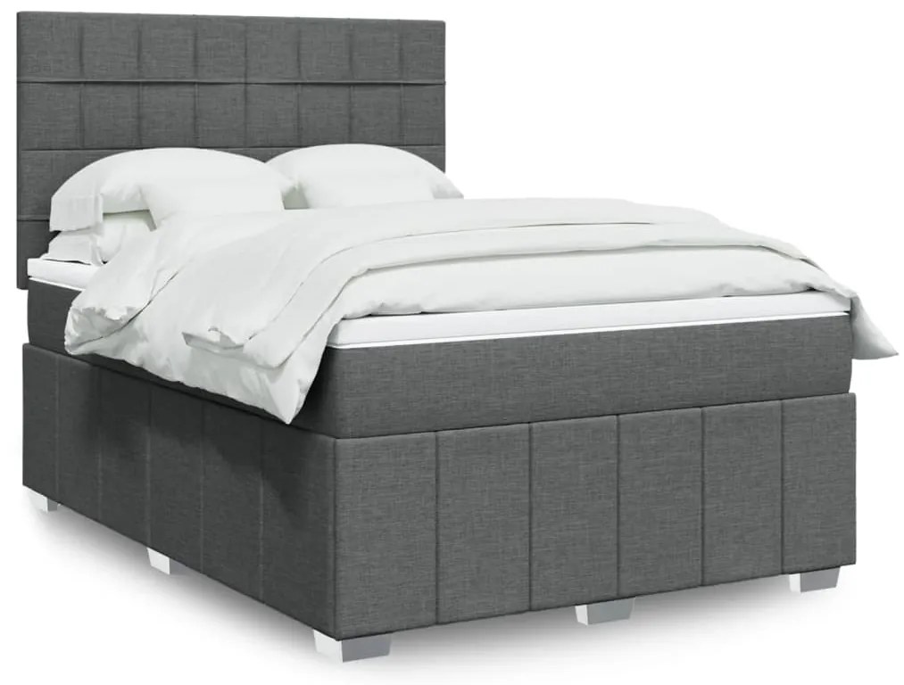 Box spring postel s matrací tmavě šedá 160x200 cm textil 3291720