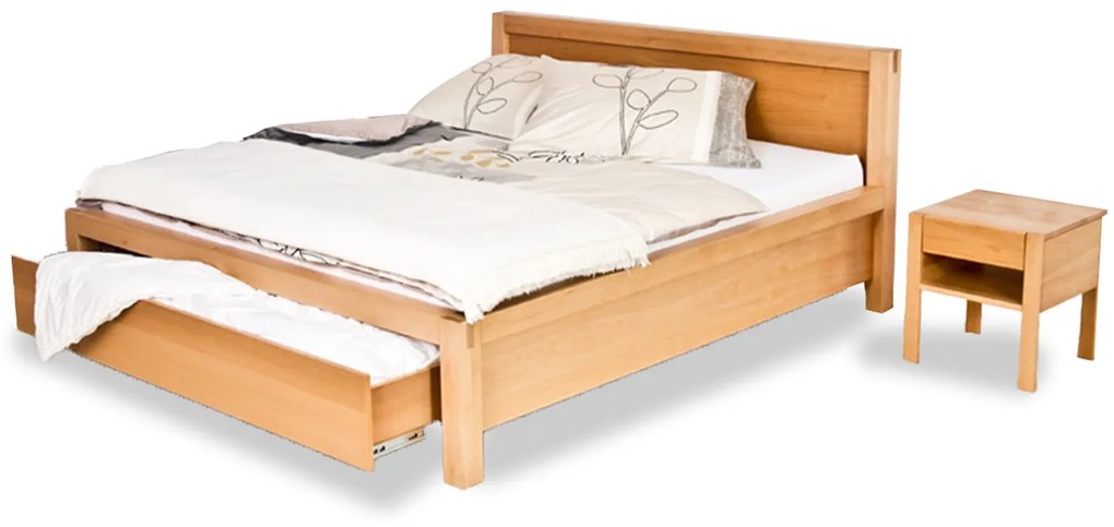 Dřevěná postel z masivu Postelia AMELIE Buk postel s úložným prostorem 180x200cm - bukové dvoulůžko o šíři masivu 4 cm