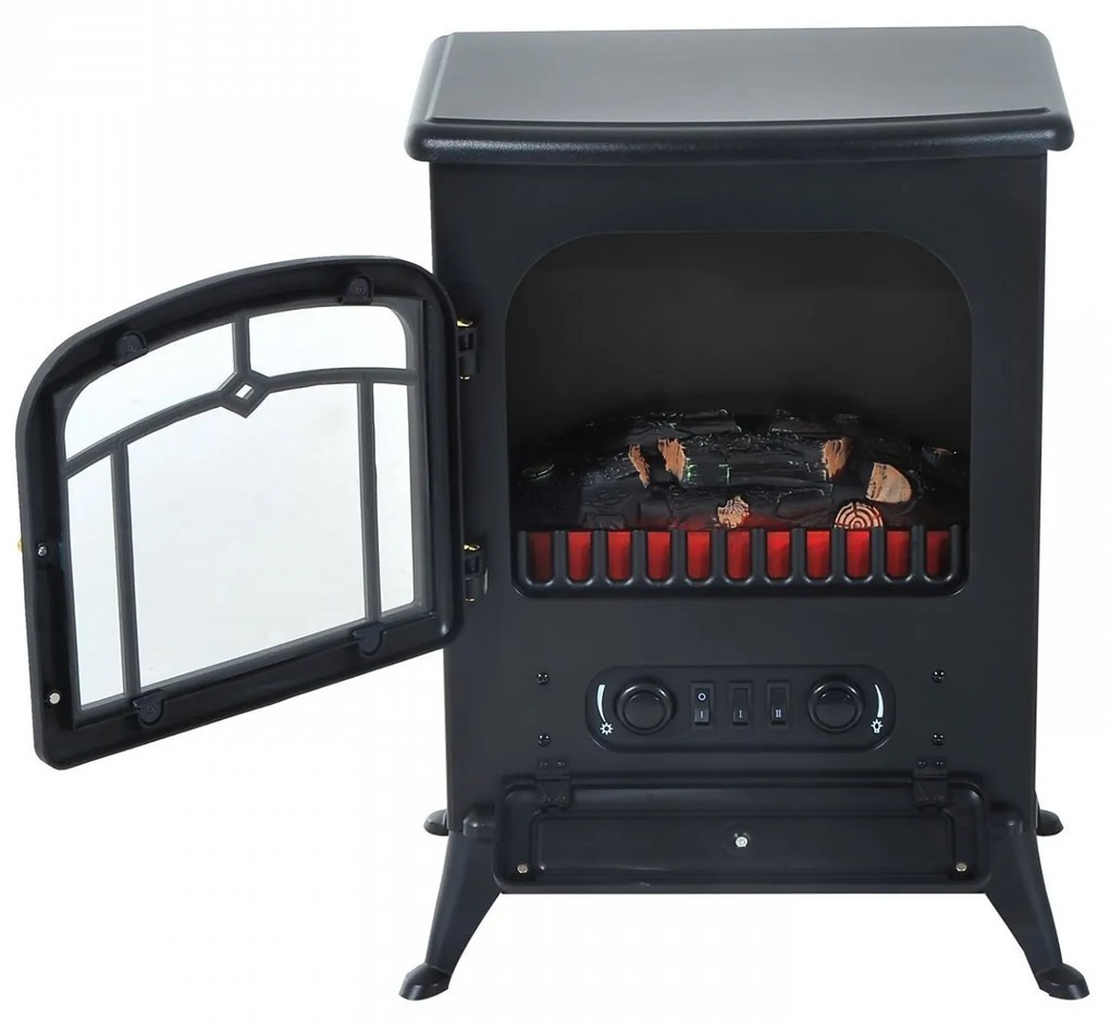 Elektrický krb na zeď LED GOLETO HOMCOM BLACK 950/1850W