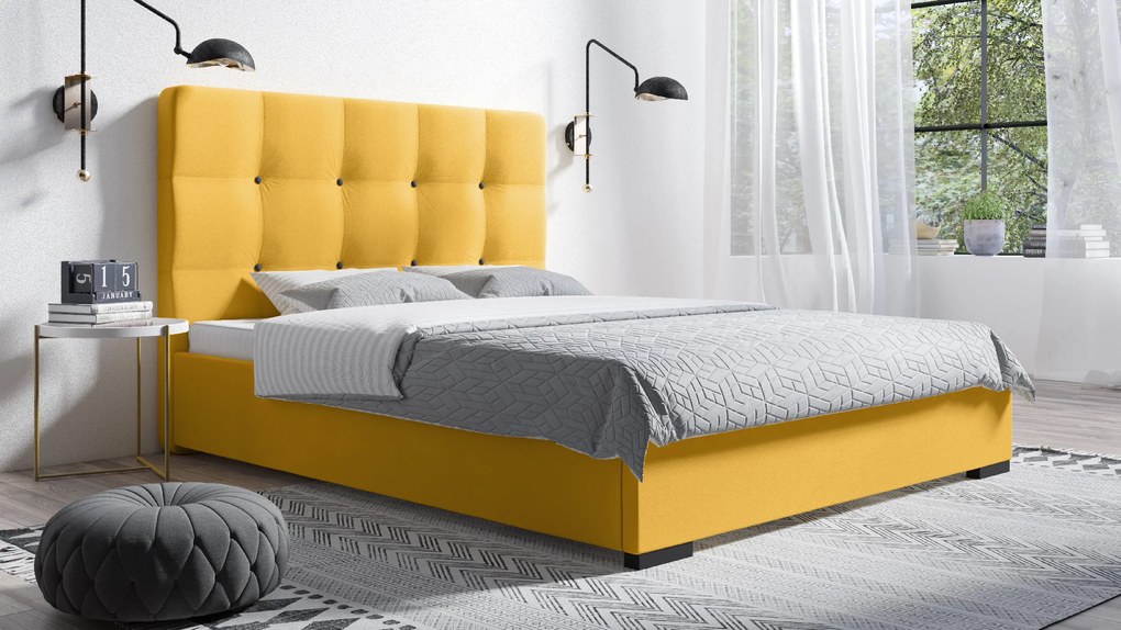 Eka Čalouněná postel Kanary 90x200 cm Barva látky Trinity: Tmavě zelená (Trinity 2328), Úložný prostor: S dřevěným rámem úložného prostoru