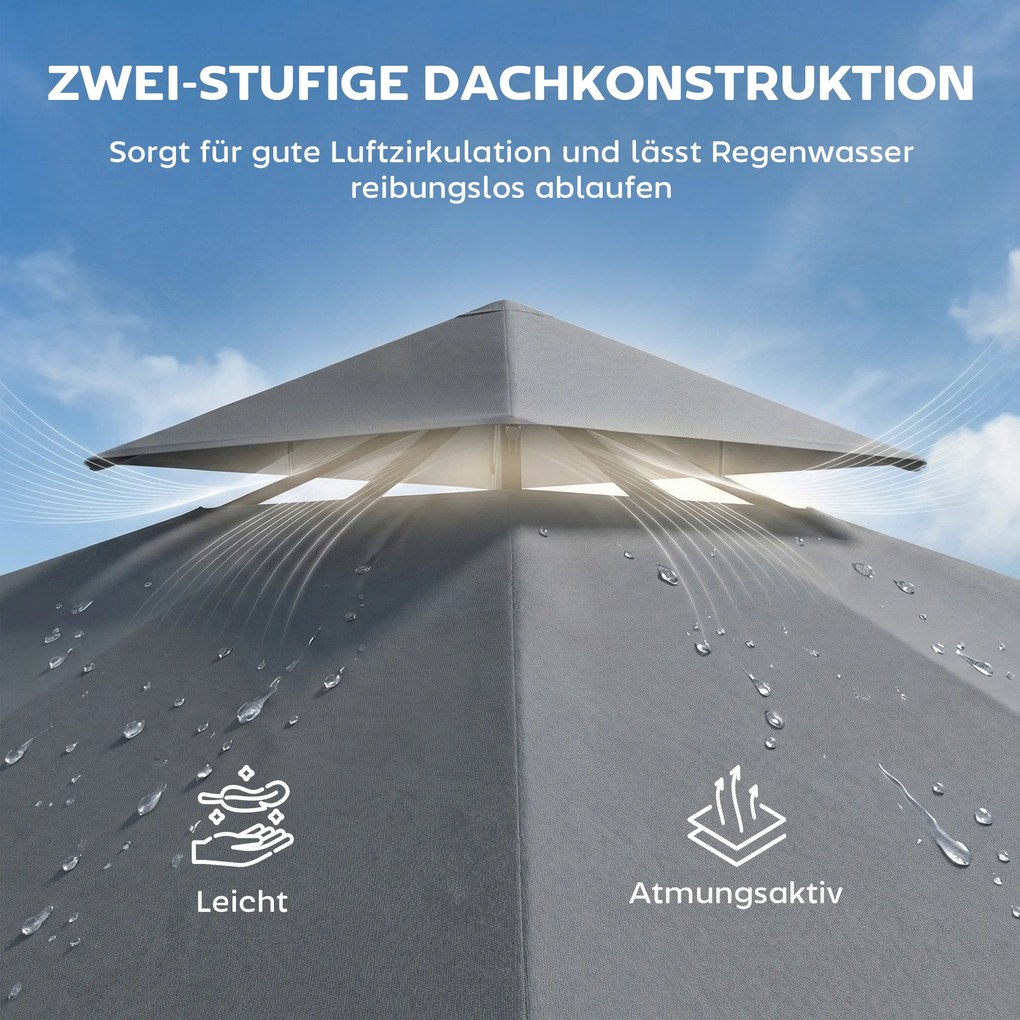 Pavilon 3,2x3,2 m Stáj Zimní zahradní pavilon s výsuvným přesahem střechy, dvojitá střecha Tmavě šedá barva