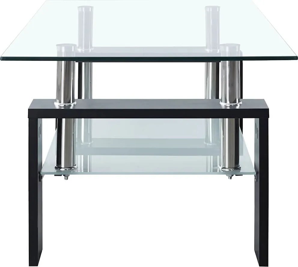 Konferenční stolek černý a průhledný 95x55x40 cm tvrzené sklo 330303