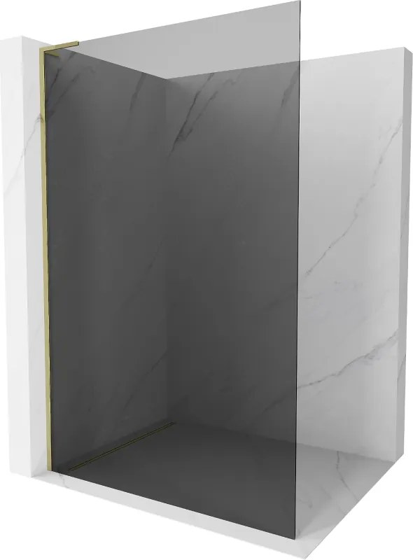 Mexen Kioto L, sprchová zástěna Walk-In 70 x 200 cm, 8mm šedé sklo, zlatý lesklý profil, 800-070-103-50-40
