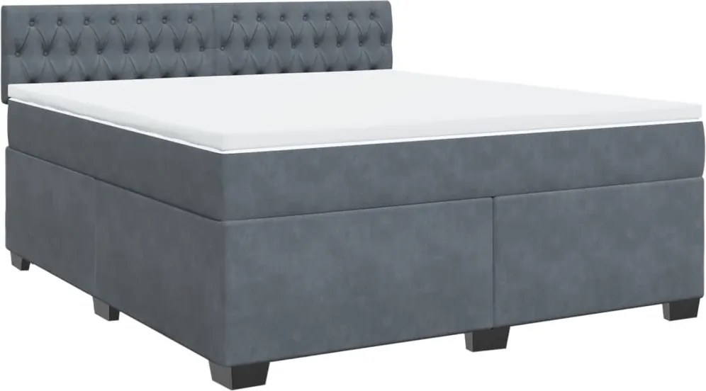 Box spring postel s matrací tmavě šedá 180x200 cm samet 3288685
