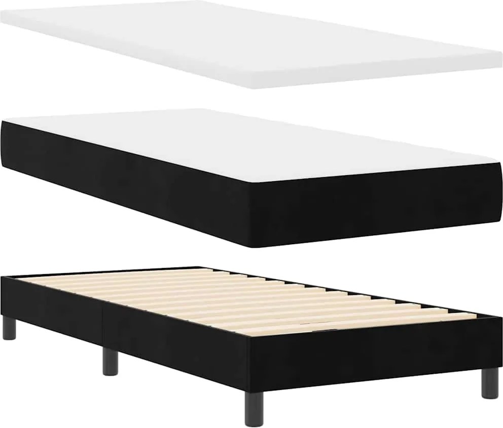 Postel s boxspringem s čelo Černá 100 x 200 cm samet 3339154