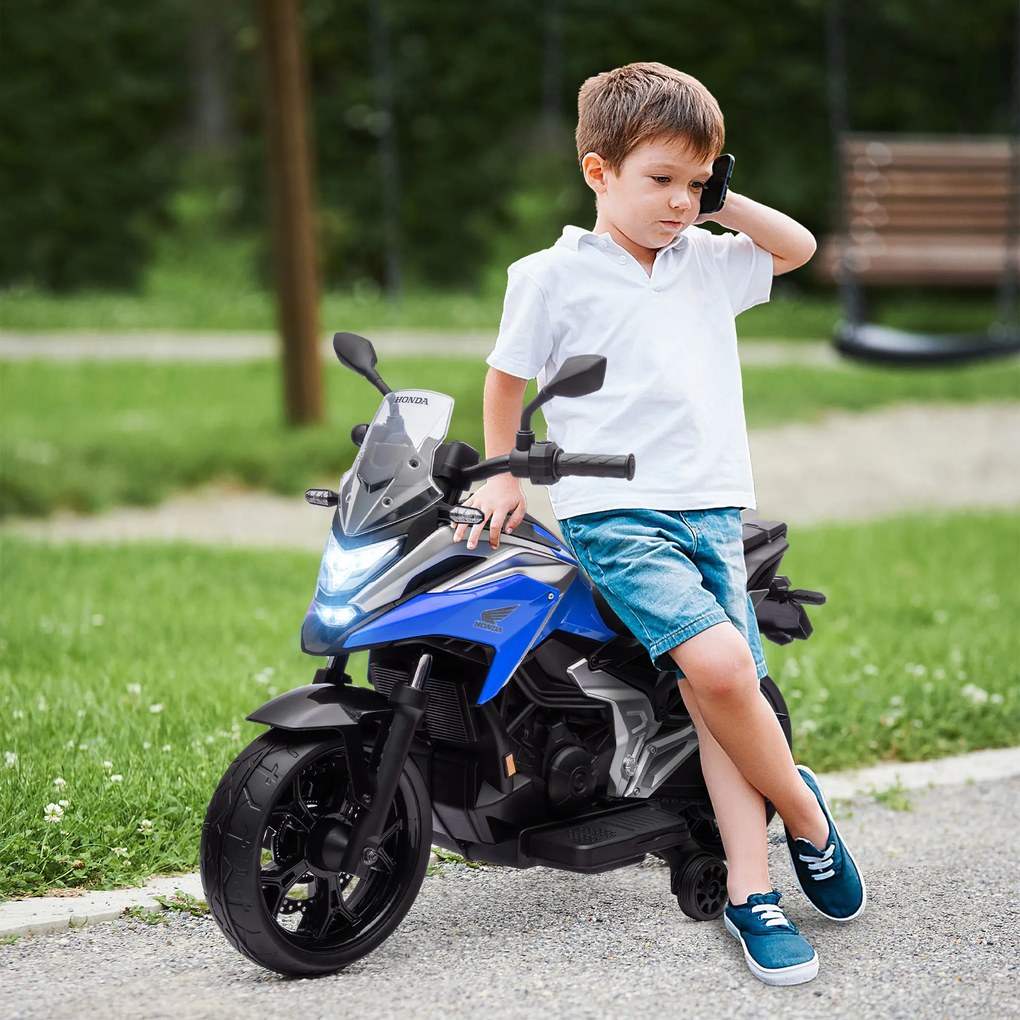 Dětská elektrická motorka AIYAPLAY Honda - Jízda na motorce pro děti od 3 do 6 let s hudbou a světlomety - Elektrické vozidlo s 2 stabilizačními koly…