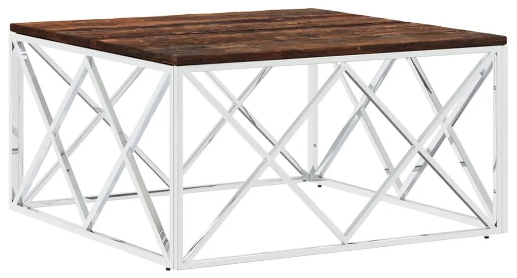 Konferenční stolek nerezová ocel a masivní recyklované dřevo - Default Title