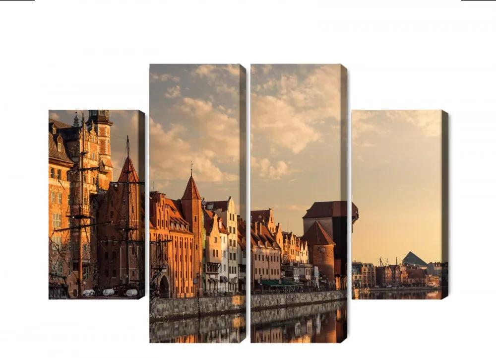 Vícedílný obraz Přístav Gdaňsk Při Západu Slunce Nedostatek Nedostatek Plátno Canvas 80x60