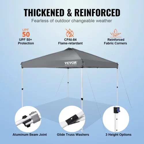 Párty stan Pop Up Canopy 3,05 × 3,05 m s přenosnou taškou pro kempování tmavě šedá
