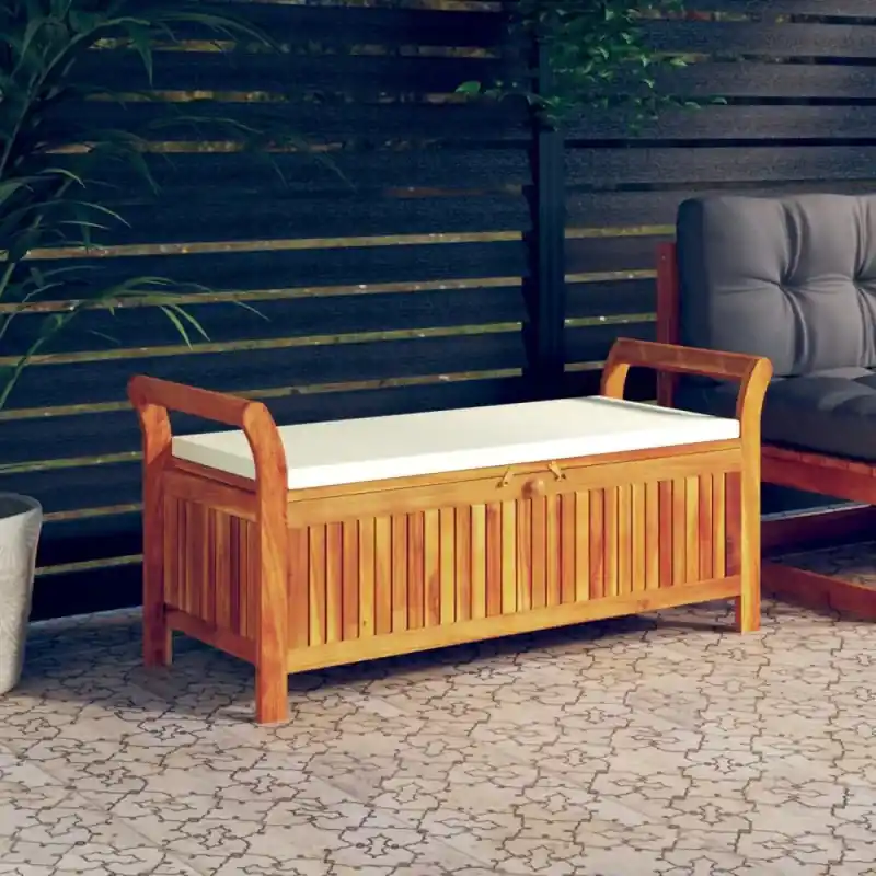 Zahradní úložná lavice s poduškou 126 cm masivní akáciové dřevo, 319715  HangarStore.cz | BIANO