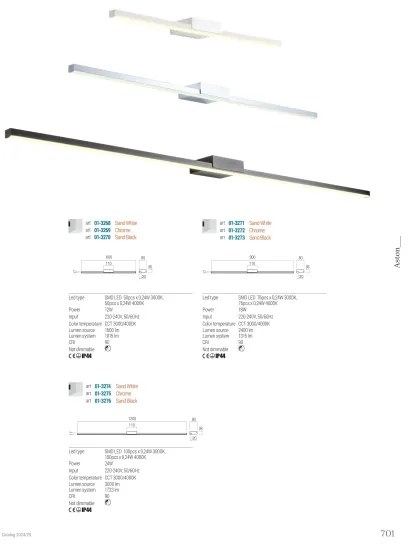 Redo01-3269-LED Koupelnové osvětlení zrcadla ASTON LED/12W/230V CRI90 IP44 chrom