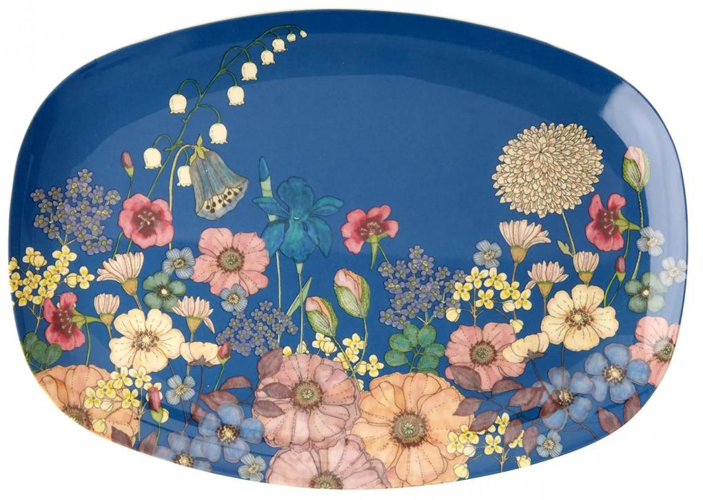 rice Melaminový tác Flower Collage, modrá barva, melamin