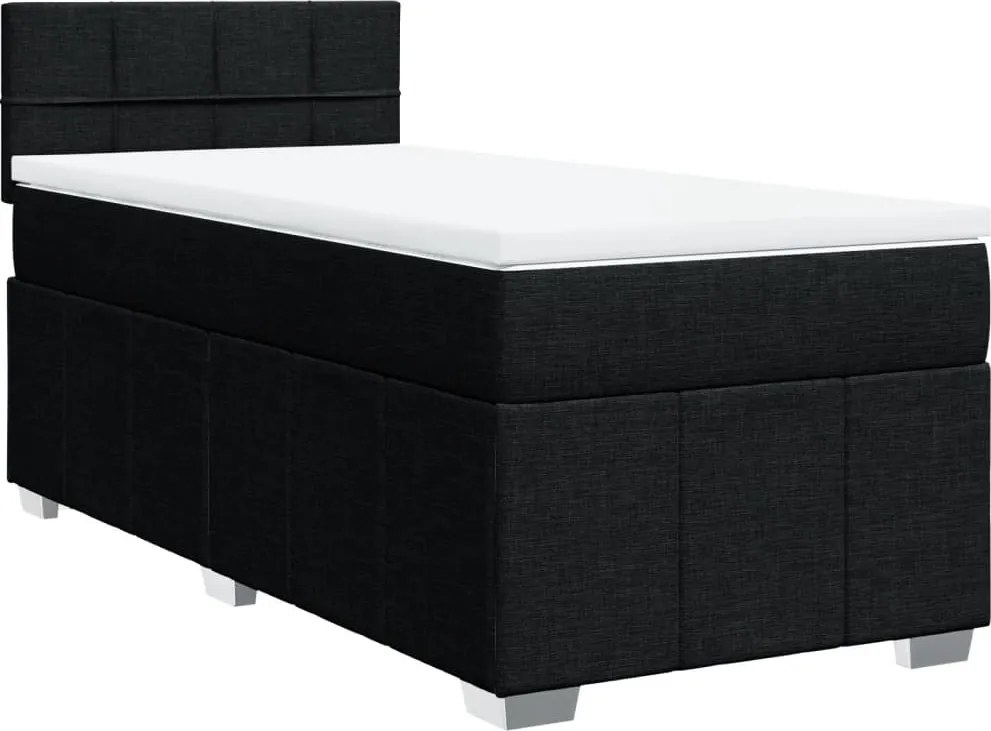Box spring postel s matrací černá 90x200 cm textil 3289253