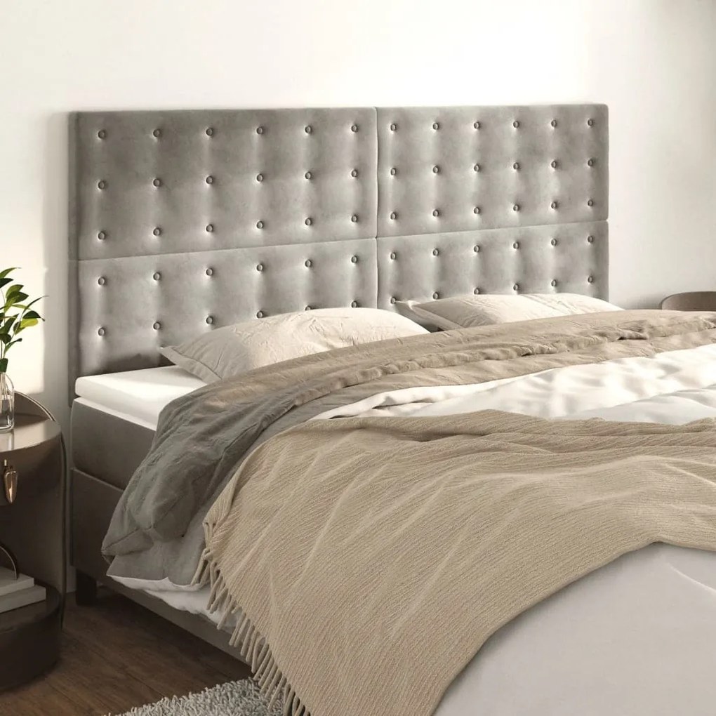 Čelo postele světle šedé 200 x 5 x 118/128 cm sametové 3116832