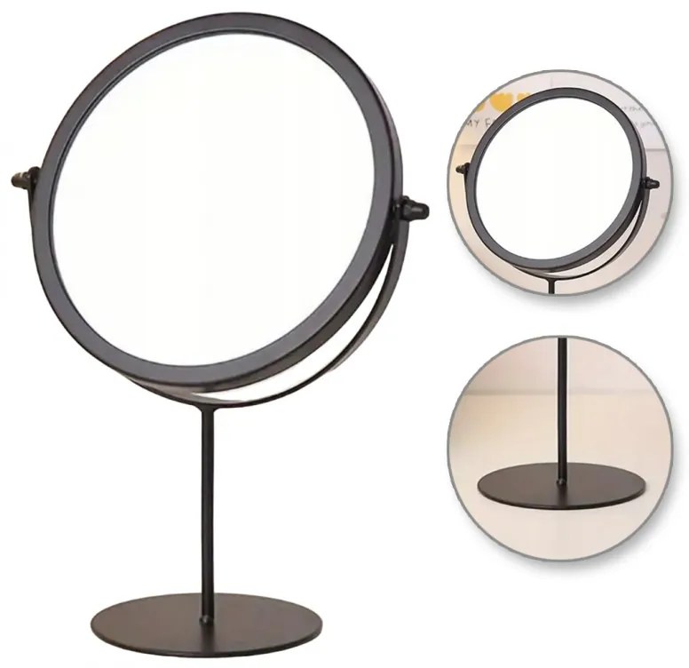 Flamenco Mystique Černé stojací kosmetické zrcátko, jednostranné, 27 cm výška - L14CZ
