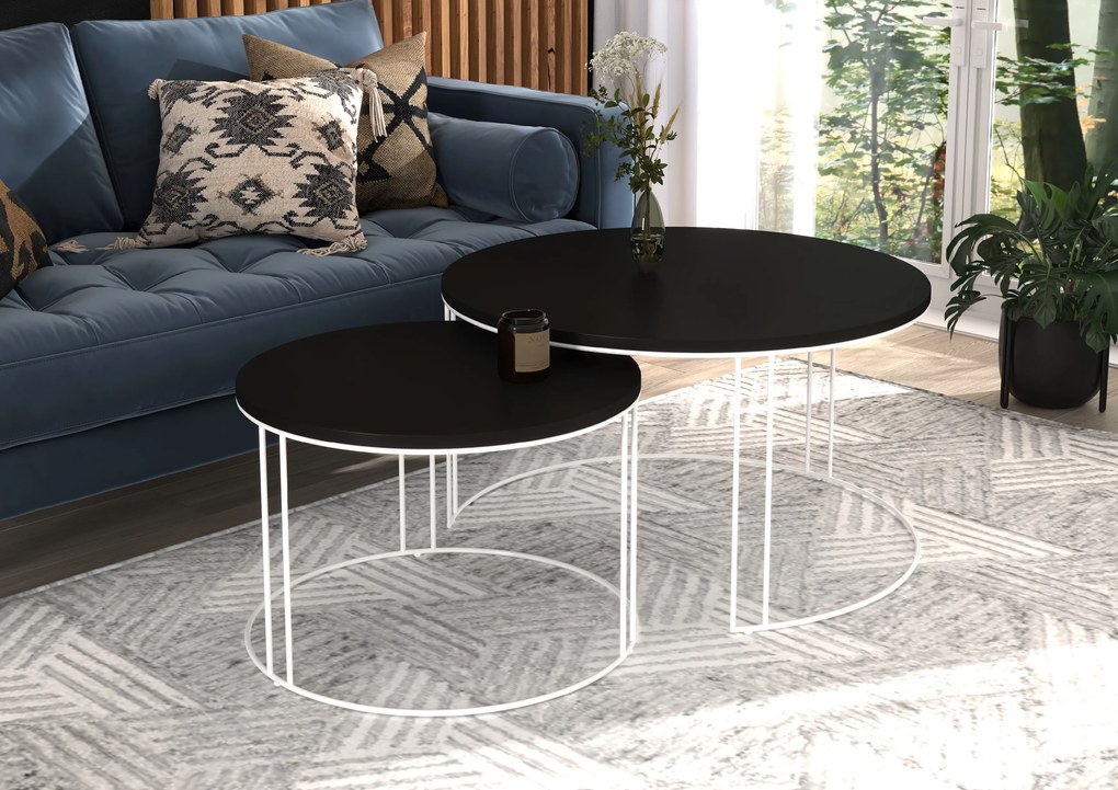 ADRK Furniture Konferenční stolek 2v1 ETTA CT-ETT-W-B