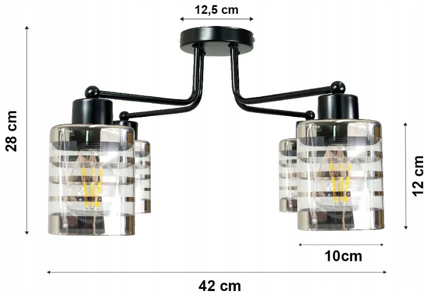 BERGE Závěsná lampa DRON 4xE27 - SKLENĚNÁ KOSTKA