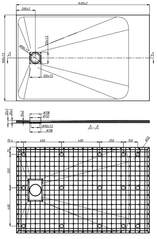 BPS-koupelny Obdélníková akrylátová sprchová vanička HYD-OSV-RIKO 140x90 bílá